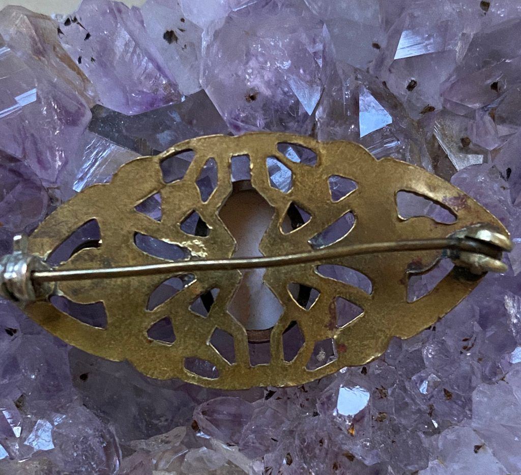 Antique c. 1910 Natural Sapphire with Cameo Pin - Vintage Jewerly Collect