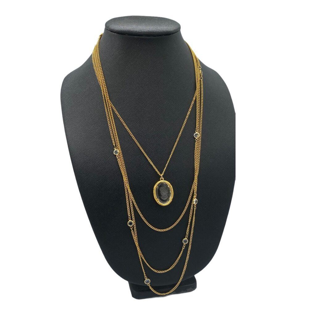 Gorgeous Goldette Four-Strand Intaglio Necklace - Vintage Jewerly Collect