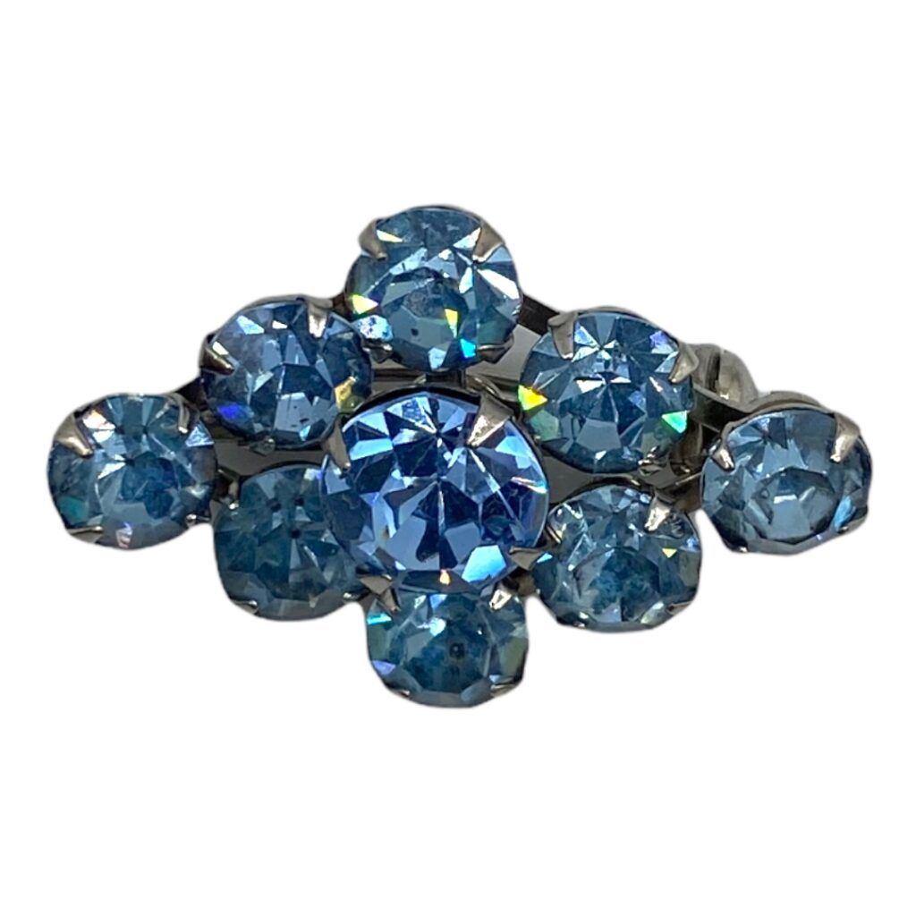 Vintage Blue Rhinestone Diamond-shape Scatter Pin - Vintage Jewerly Collect