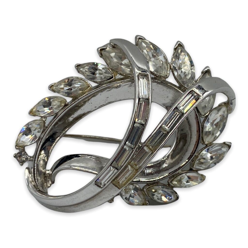 Lovely Vintage Trifari Silver-tone Rhinestone Pin - Vintage Jewerly Collect