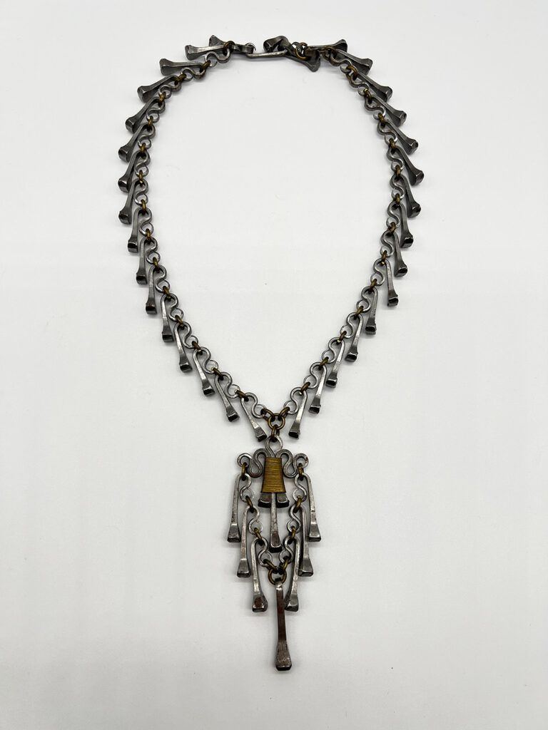 Artisan Brutalist Horseshoe Nail Necklace - Vintage Jewerly Collect