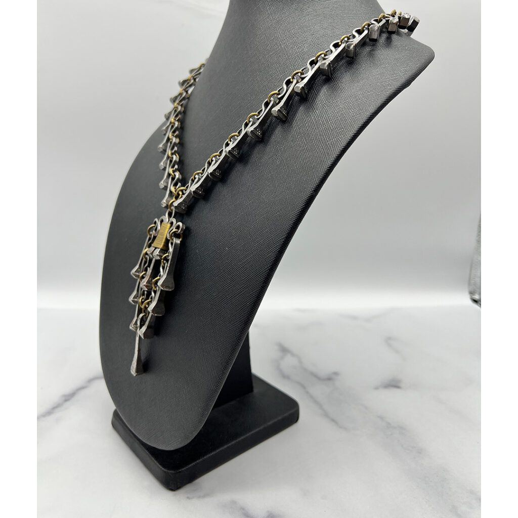 Artisan Brutalist Horseshoe Nail Necklace - Vintage Jewerly Collect