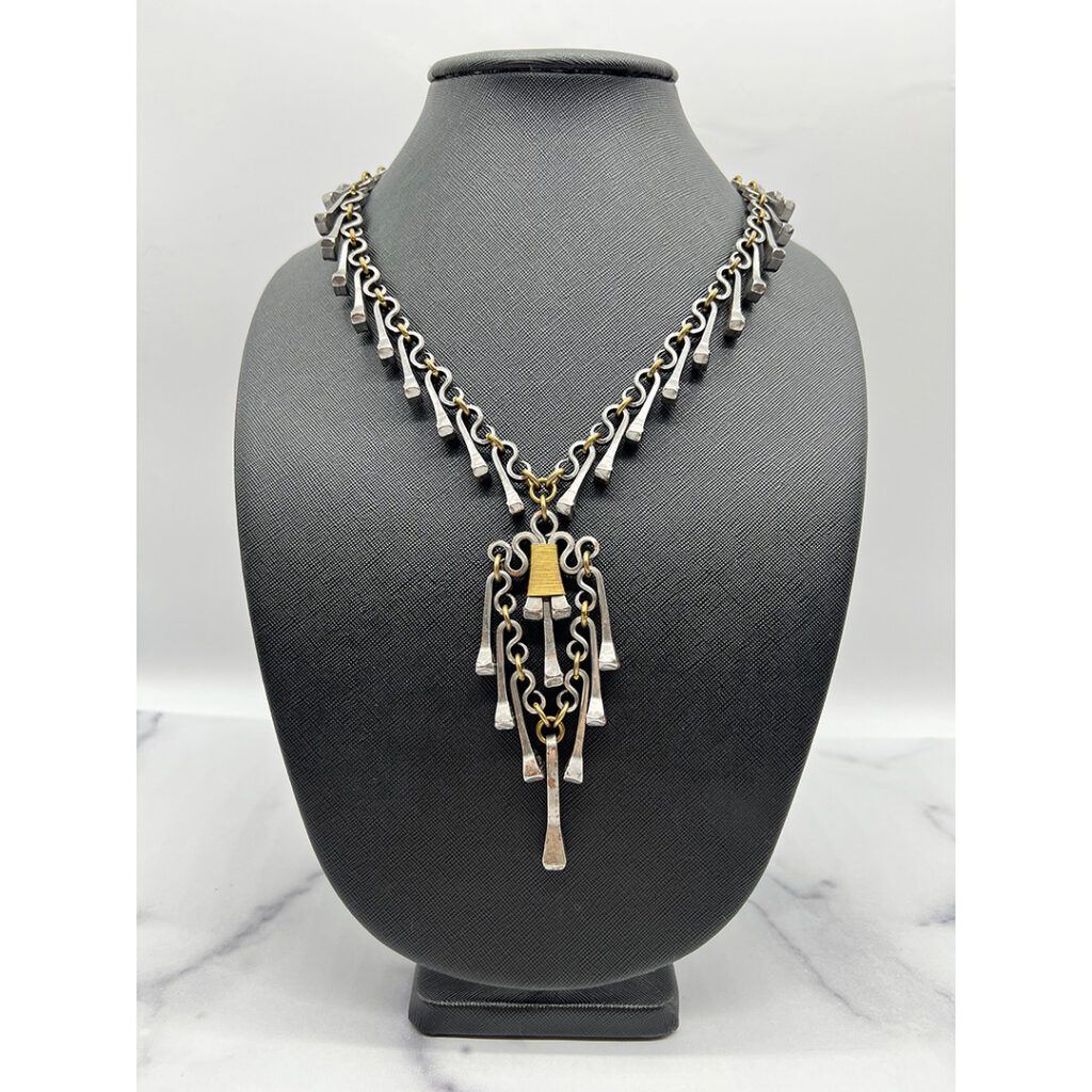Artisan Brutalist Horseshoe Nail Necklace - Vintage Jewerly Collect